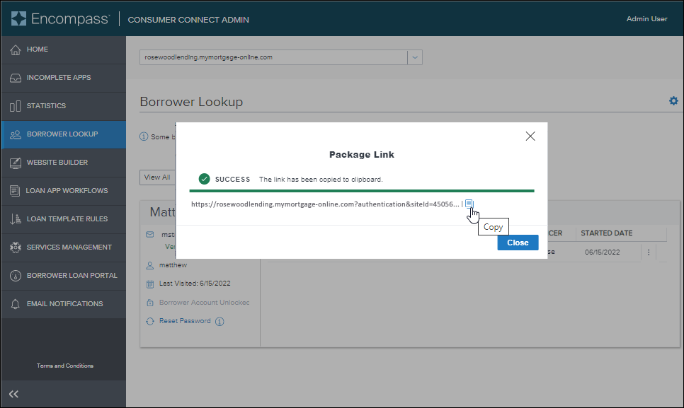 Resend a Borrower Package Link