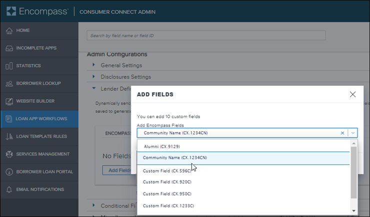 Manage the Lender Defined Fields
